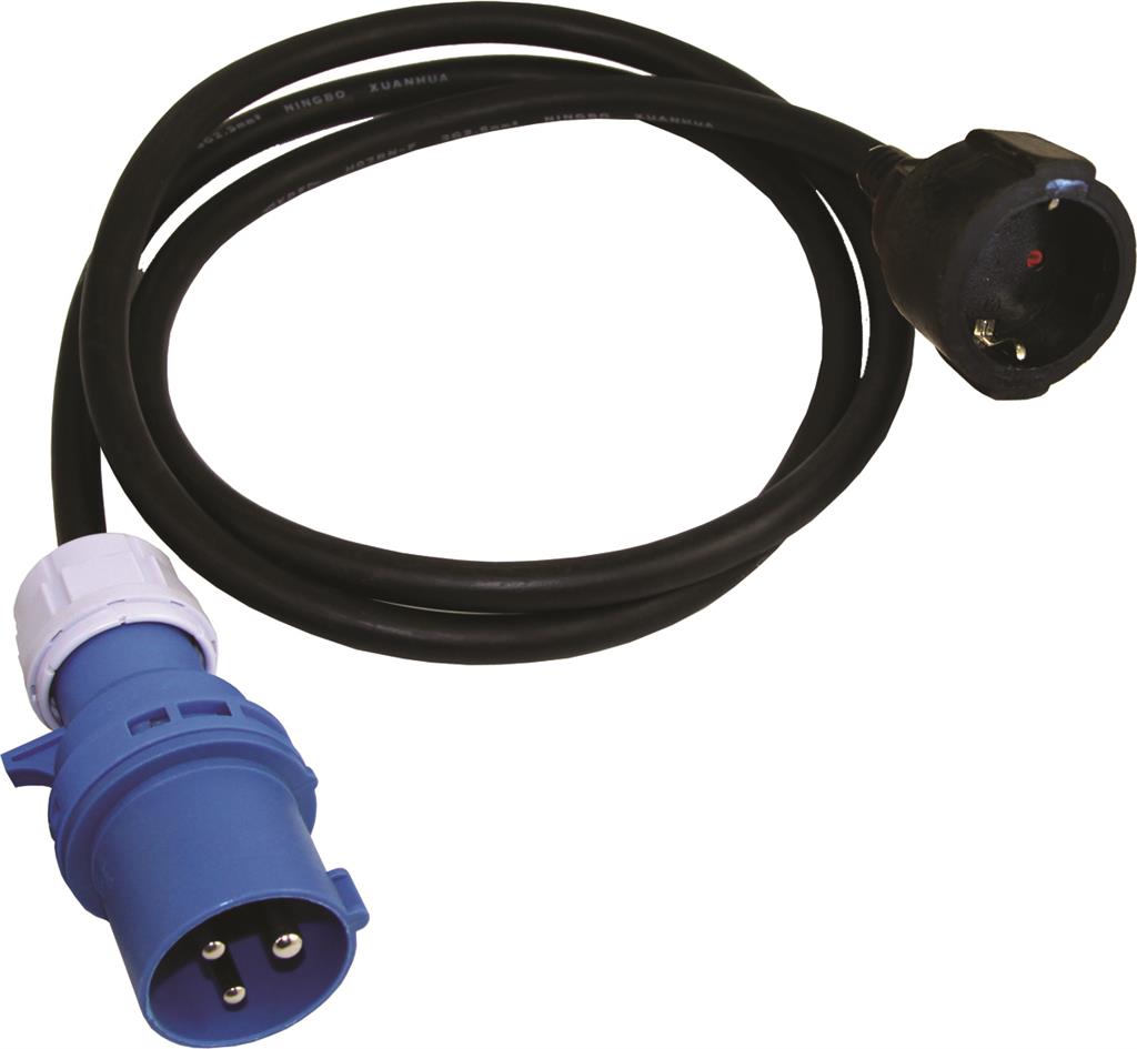 Overgangskabel 16A CEE han - Schuko hun - C A Leschbrandt